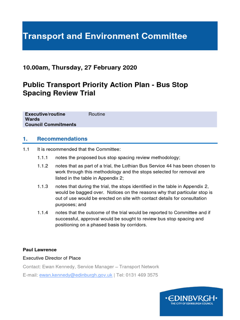 Public Transport Priority Action Plan - Bus Stop Spacing Review Trial | PDF | Bus | Accessibility