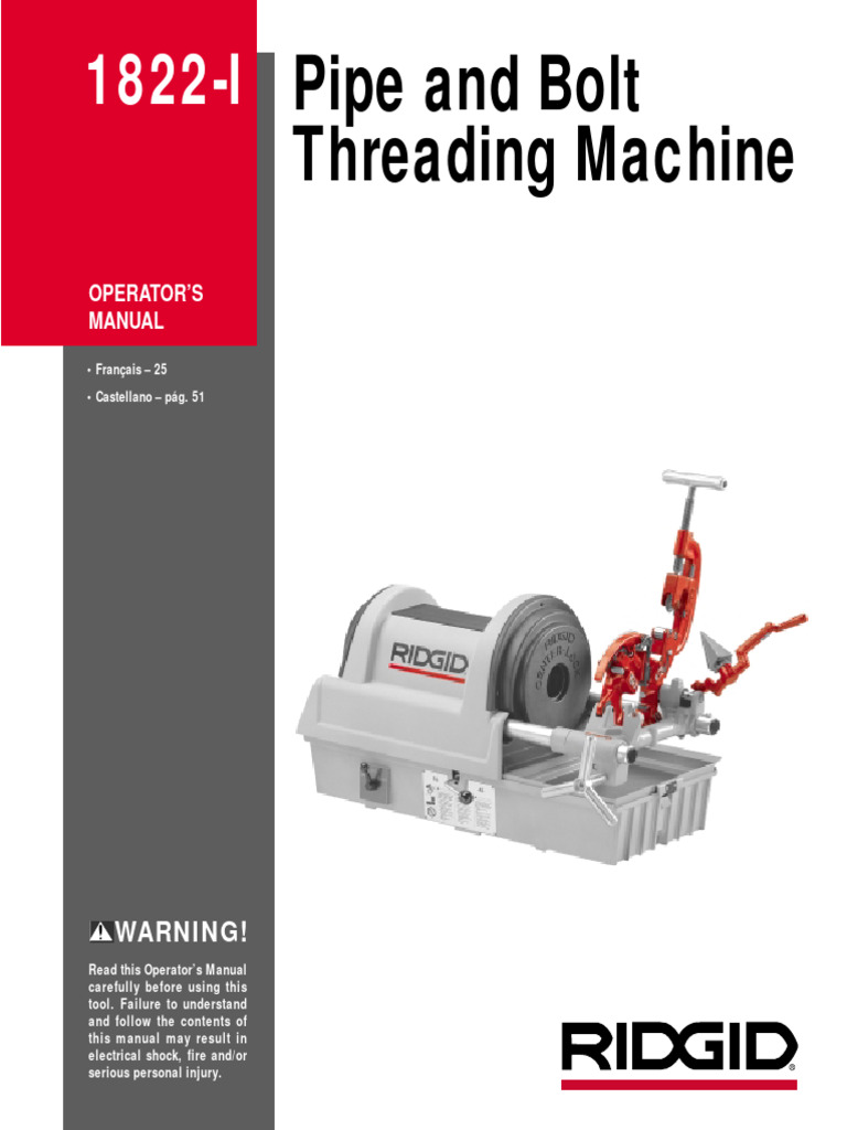 Ridgid 1822-I | PDF | Screw | Pipe (Fluid Conveyance)
