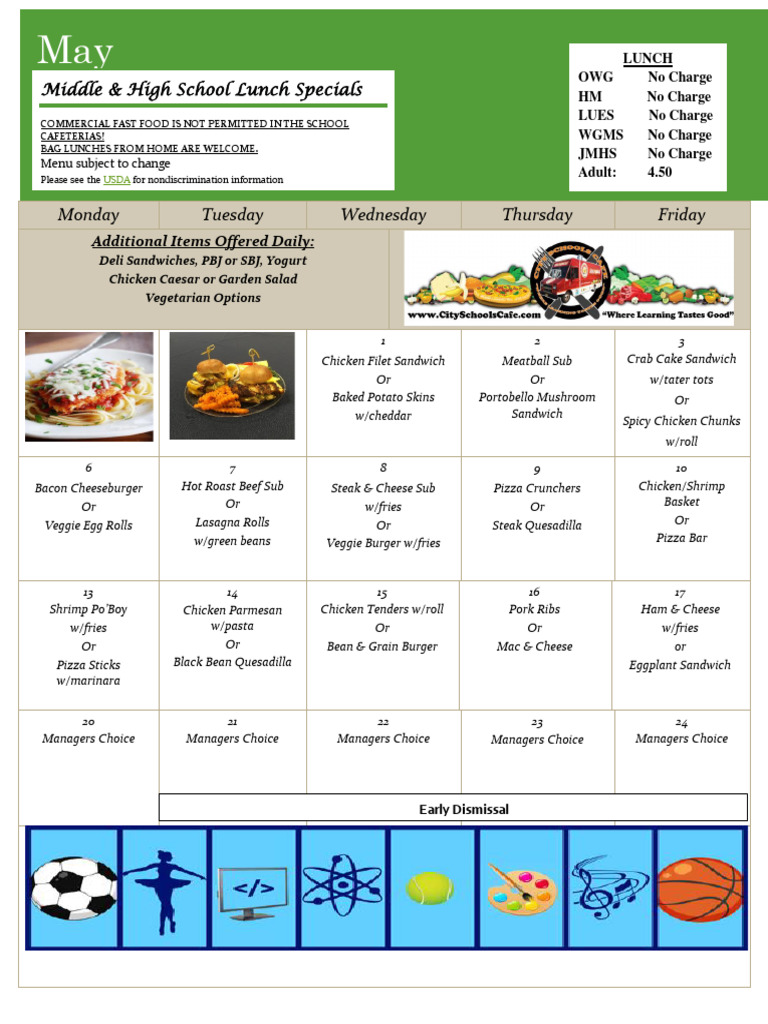 703003-Lunch Specials Middle High School May | PDF | Hamburgers ...