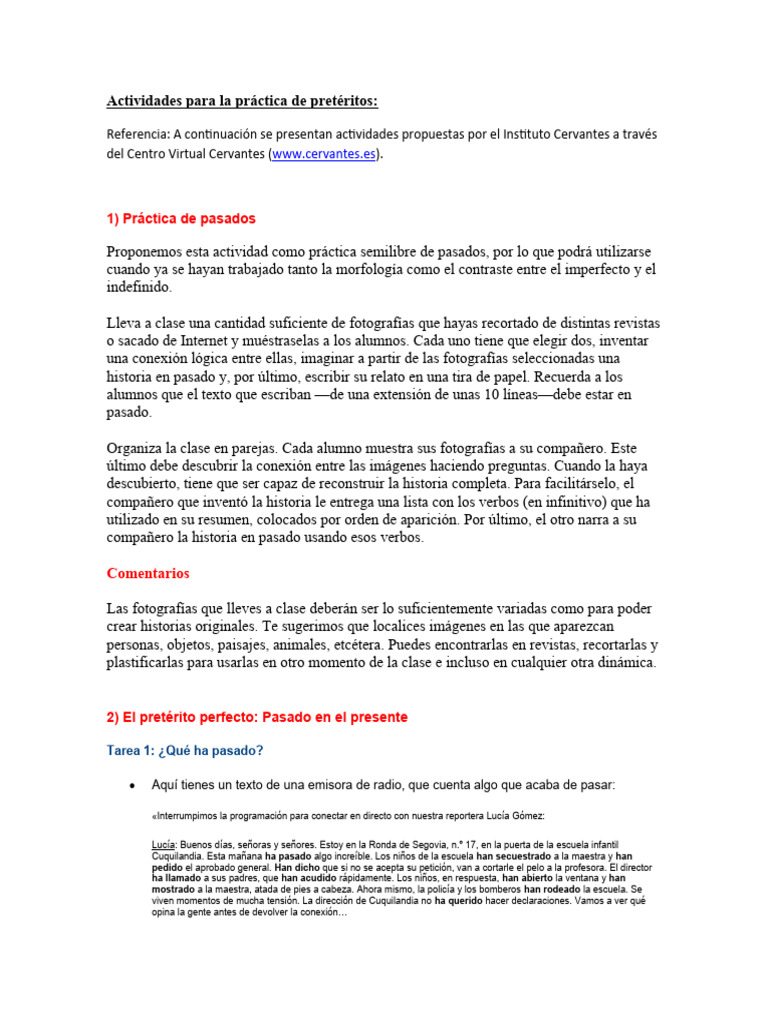 Actividades_para_la_practica_de_preteritos | PDF | Verbo | Lingüística