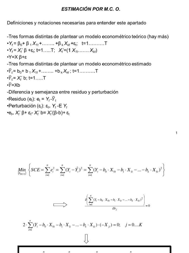 Estimación Por MCO | PDF | Mínimos cuadrados ordinarios | Estimador