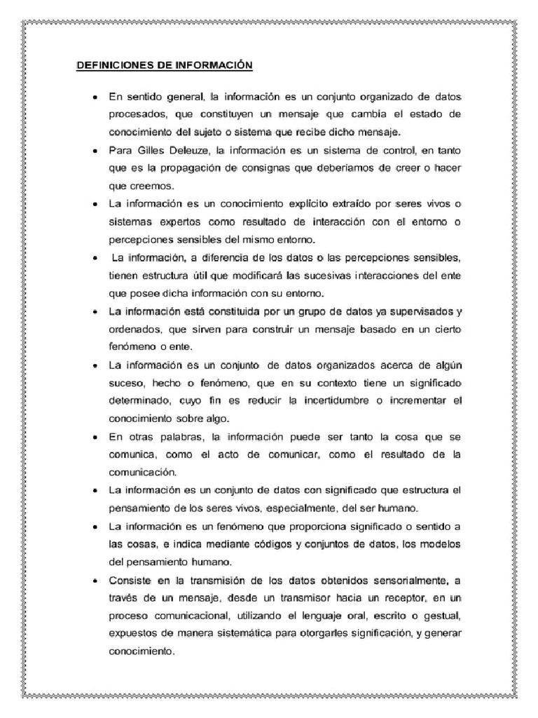 Definicion de Informacion 1 | PDF