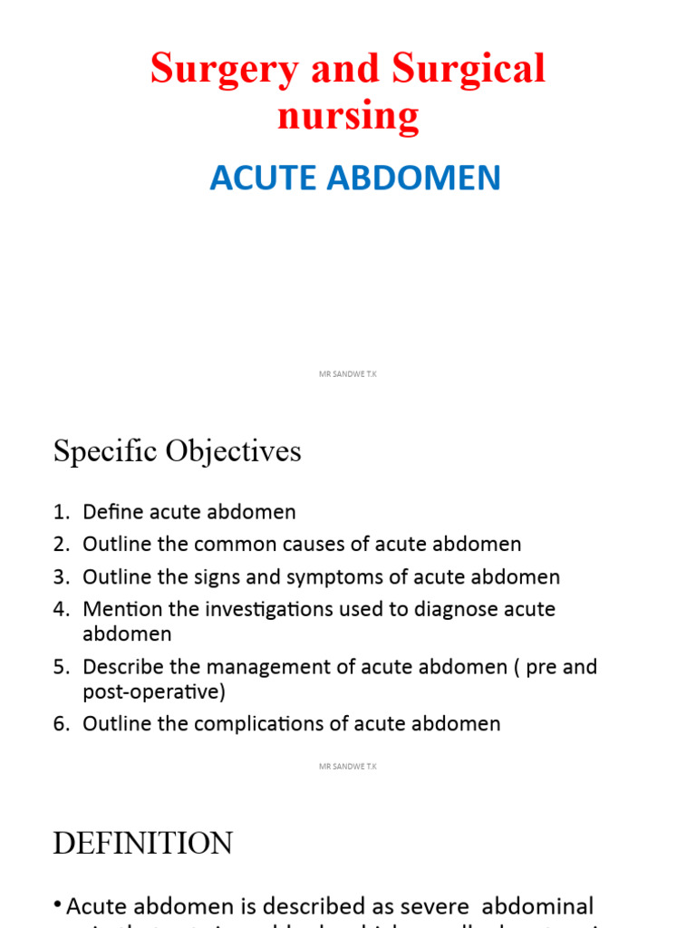 Acute Abdomen | PDF | Surgery | Abdomen