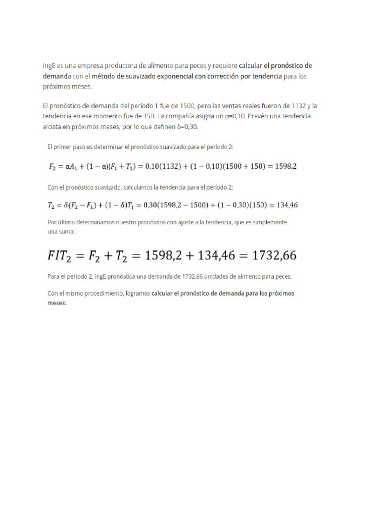 Pronostico de Suavizamiento Exponencial Con Ajuste A La Tendencia ...