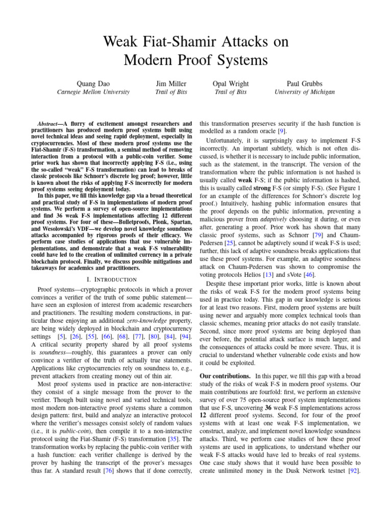 Fiat Shamir | Download Free PDF | Cryptography | Secure Communication