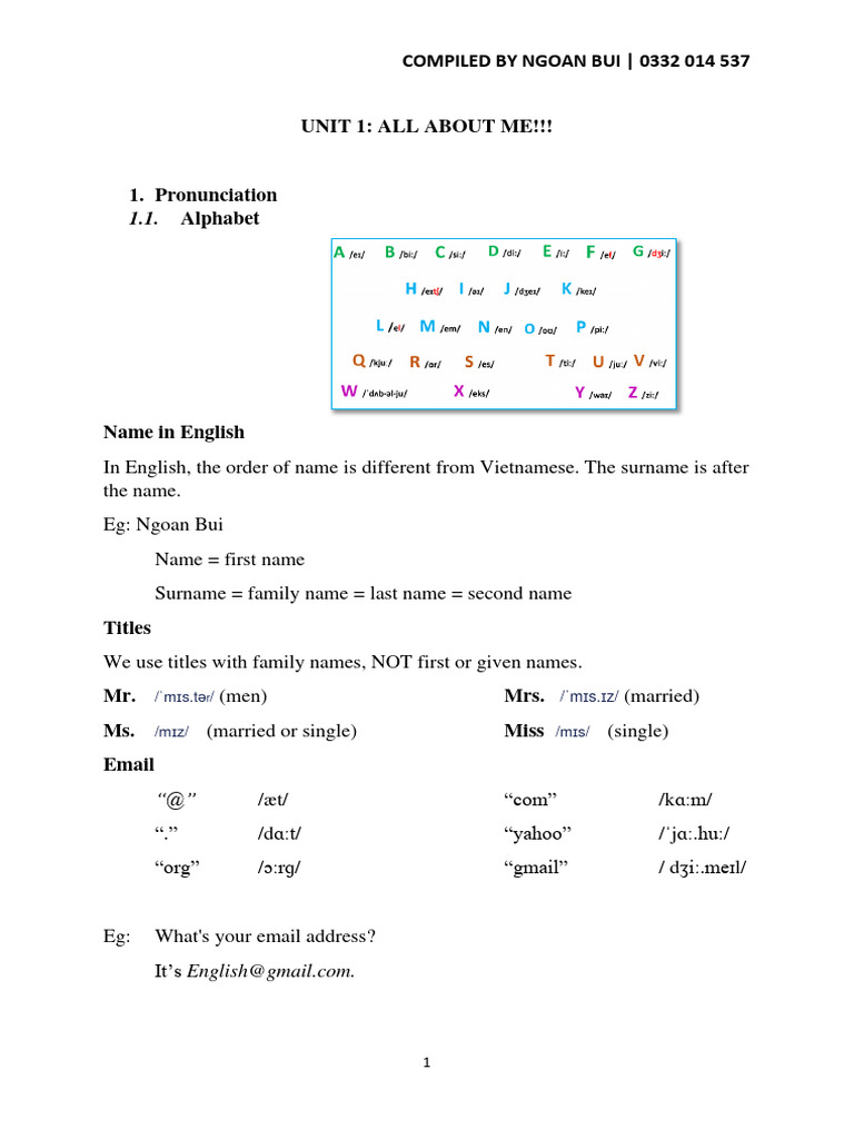 English Basics: Names and Family | PDF