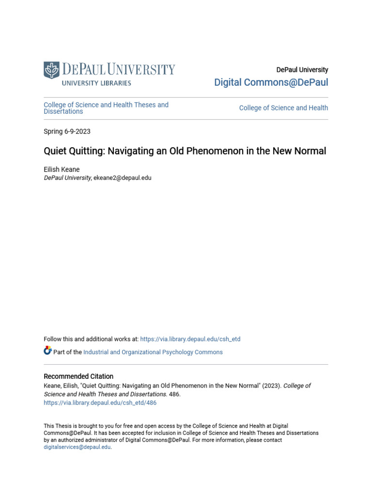 Quiet Quitting Navigating an Old Phenomenon in the New Normal | PDF ...