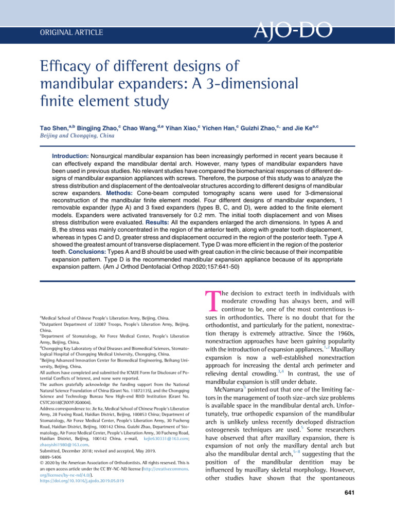 Efficacy Of Different Designs Of Mandibular Expanders A 3 Dimensional