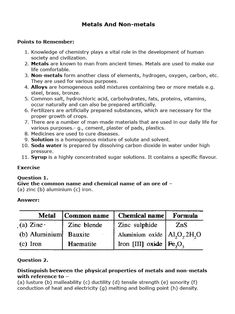 Metals and Non-metals | PDF | Rust | Metals