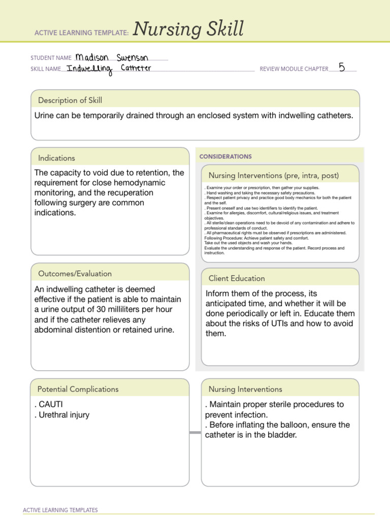 Indwelling Catheter Nursing Skills Guide | PDF | Catheter | Health Care