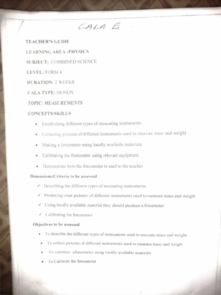 Combined Science Cala E-1 | PDF