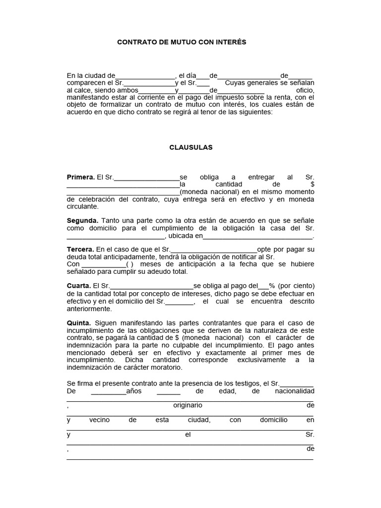 Contrato de Mutuo Con Interés | PDF | Derecho empresarial | Derecho privado