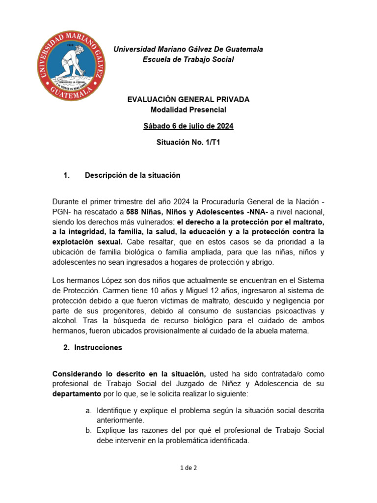 Situación 1 | PDF | Trabajo Social | Abuso infantil