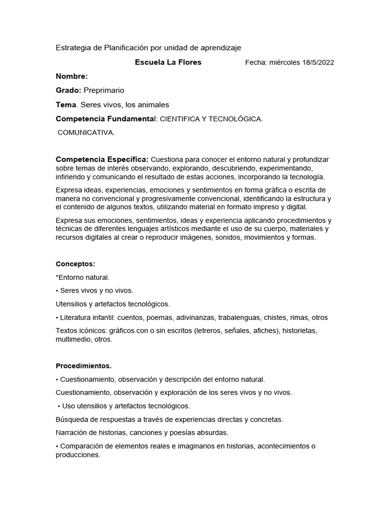 Unidad de aprendizaje seres vivos.(los animales) miercoles 18-5-2022 ...