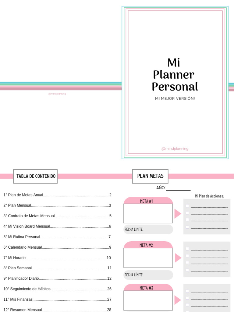 Planner Mensual 2.0 Rosa Mediano Enfocado Al Cambio | PDF