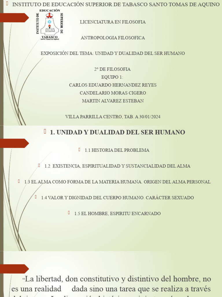 Unidad y Dualidad del Ser Humano | PDF | Alma | Esencia