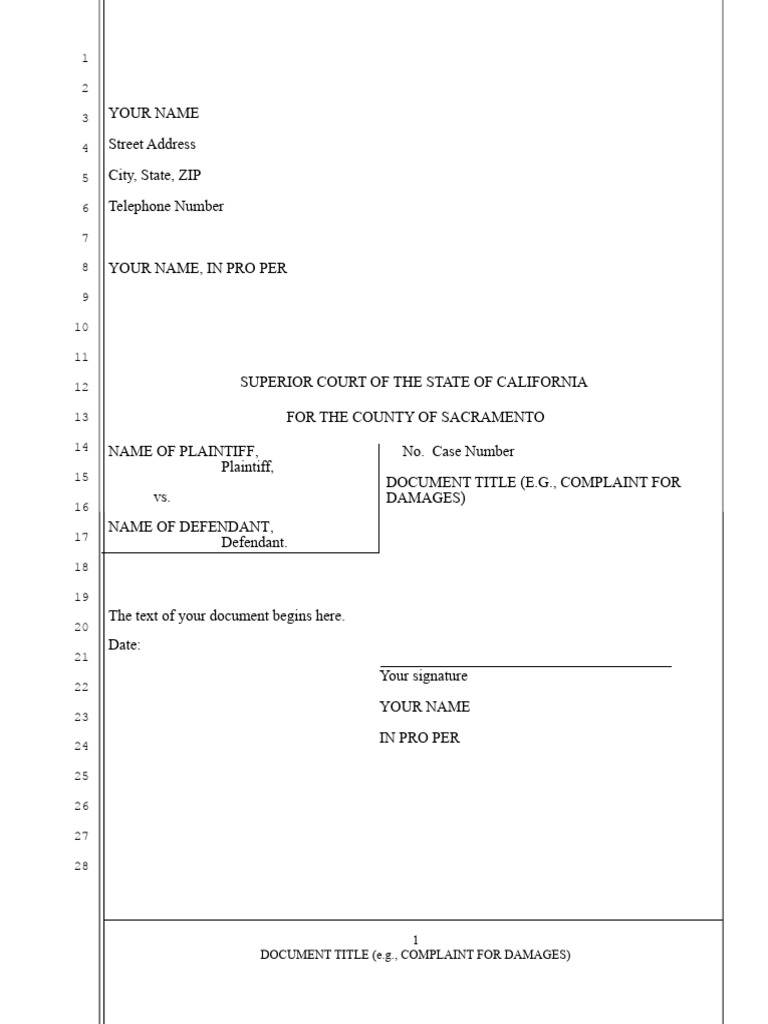 Form Pleading Paper Sacramento County | PDF | Law