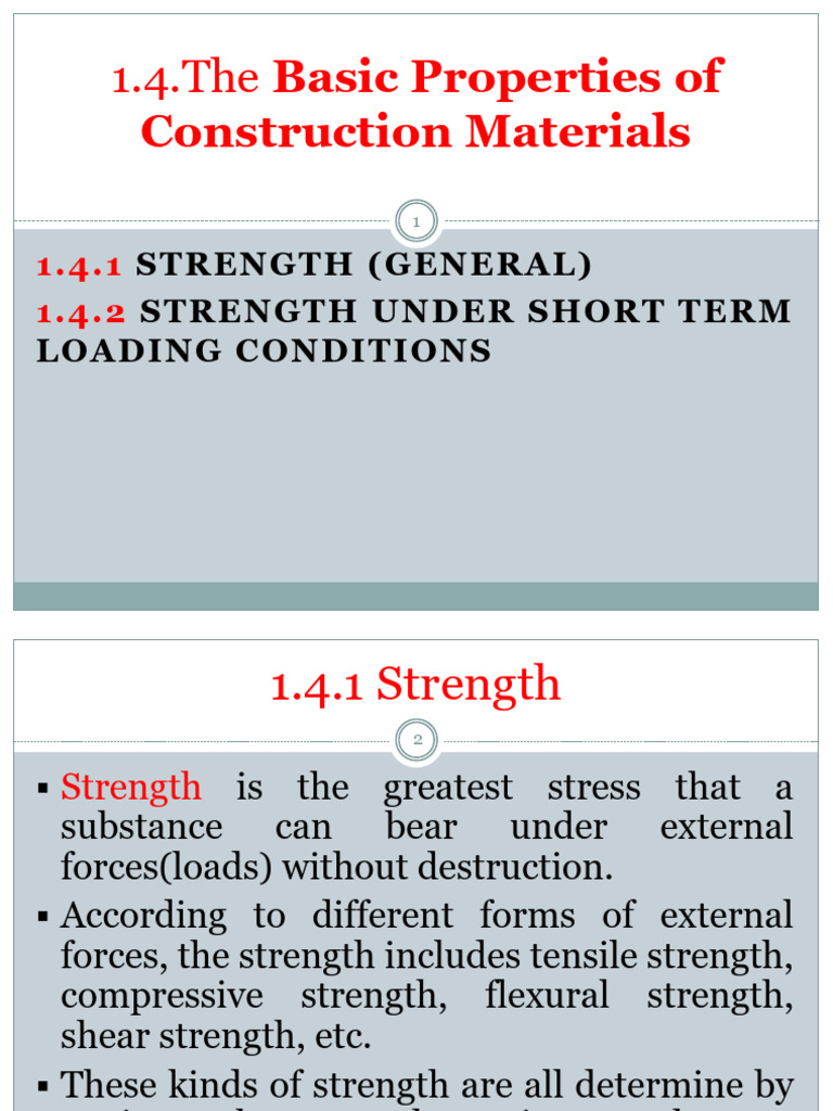 Lecture 4 - Basic Properties of Construction Materials | PDF | Strength ...