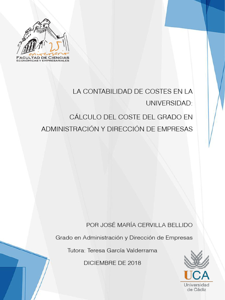 La Contabilidad de Costes en La Universidad - Cálculo Del Coste Del ...