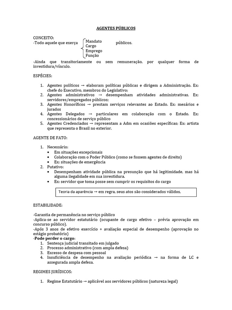 Tipos e Características dos Agentes Públicos | PDF | Governo