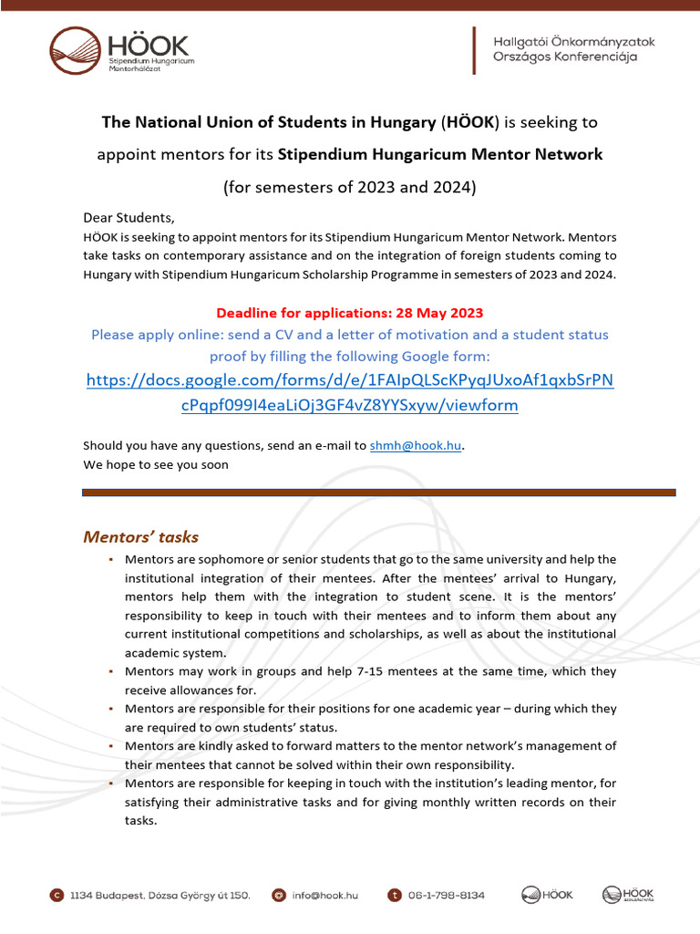 Call For SH Mentor Application - 2023-24 | PDF | Mentorship | Educational Stages