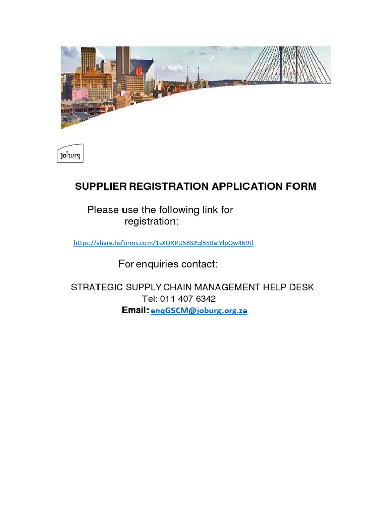 Supplier Registration Application Form | PDF