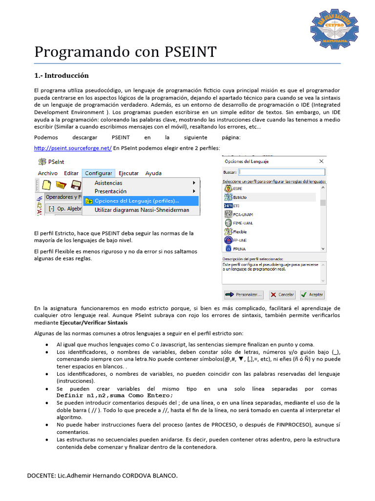 PSEINT CONDICIONALES SI, FOR, WHILE | Descargar gratis PDF | Tipo de datos | Lenguaje de ...