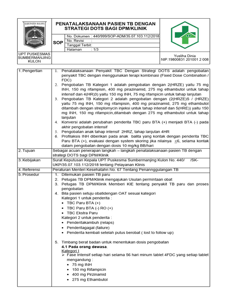 Penatalaksanaan TB dengan Strategi DOTS | PDF | Kesehatan Holistik ...