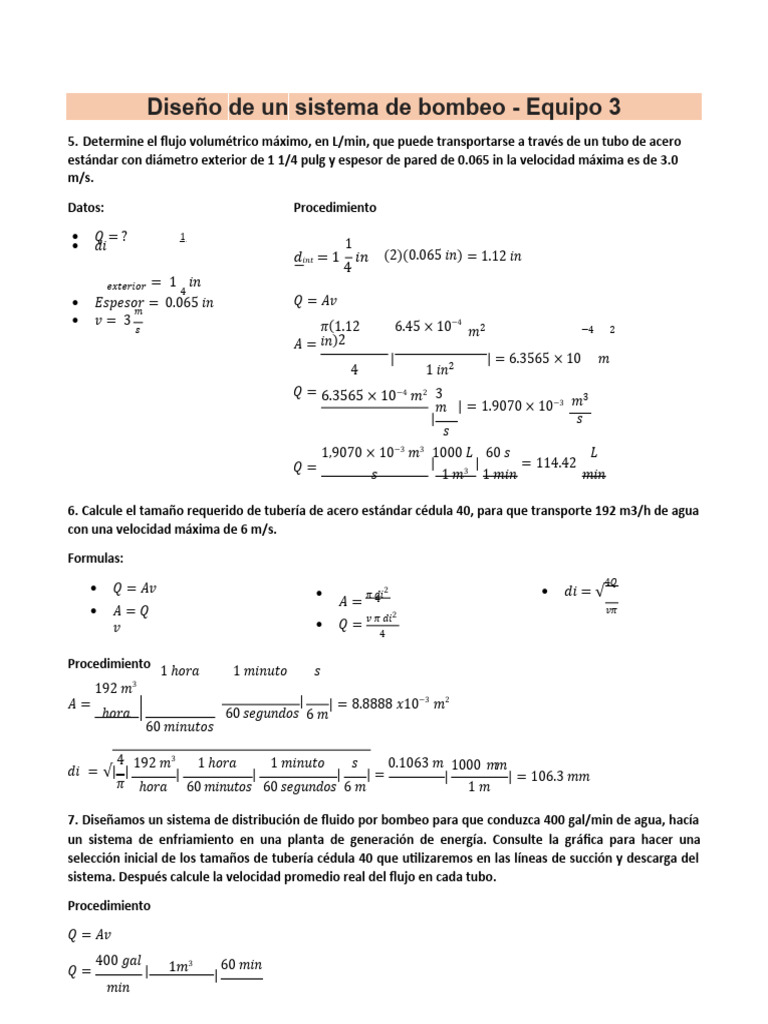 Problemario de diseño de un sistema de bombeo | PDF | Bomba | Tecnología energética