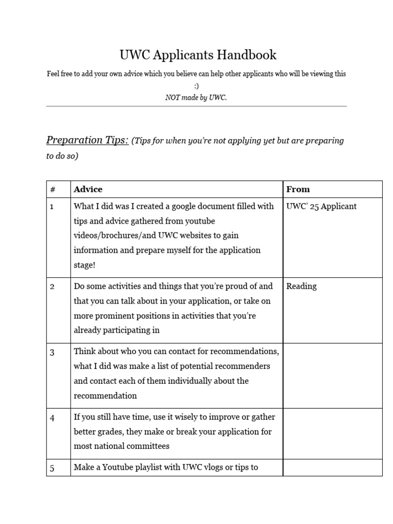 Uwc Tips | PDF | Essays