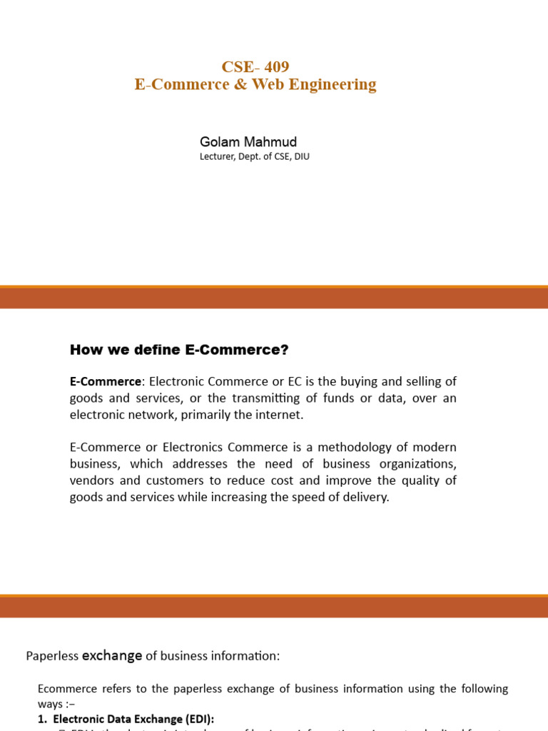 EC & WE Lecture - 01 | PDF | Electronic Data Interchange | E Commerce