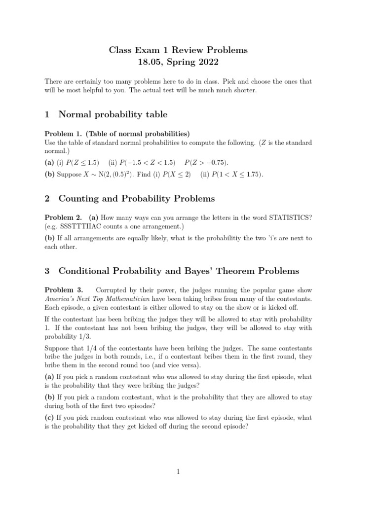 Mit18 05 s22 Exam1 Rev Pset | PDF | Applied Mathematics | Tests