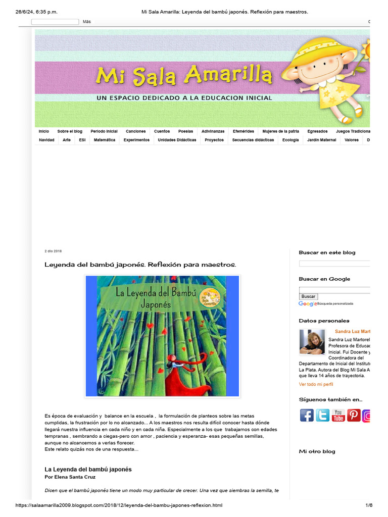 Leyenda Del Bambú Japonés. Reflexión para Maestros | PDF