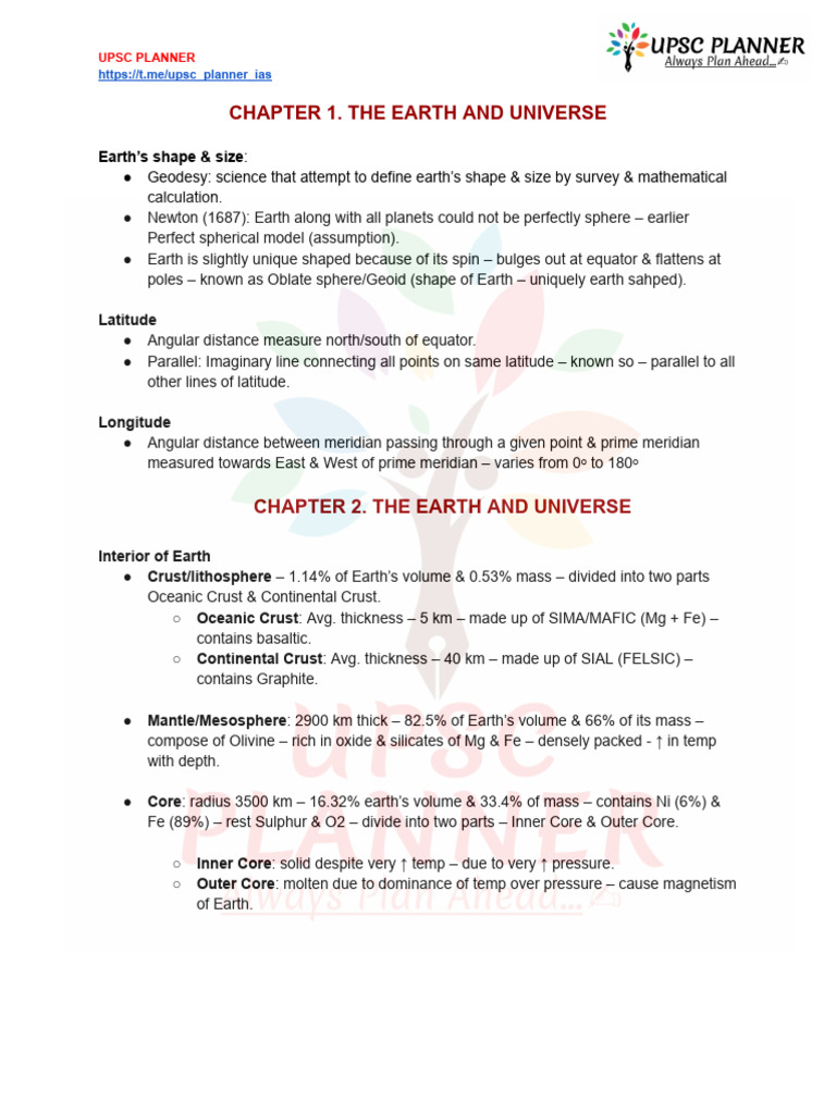 G C Leong Short Notes by Upsc Planner | PDF | Lake | Volcano