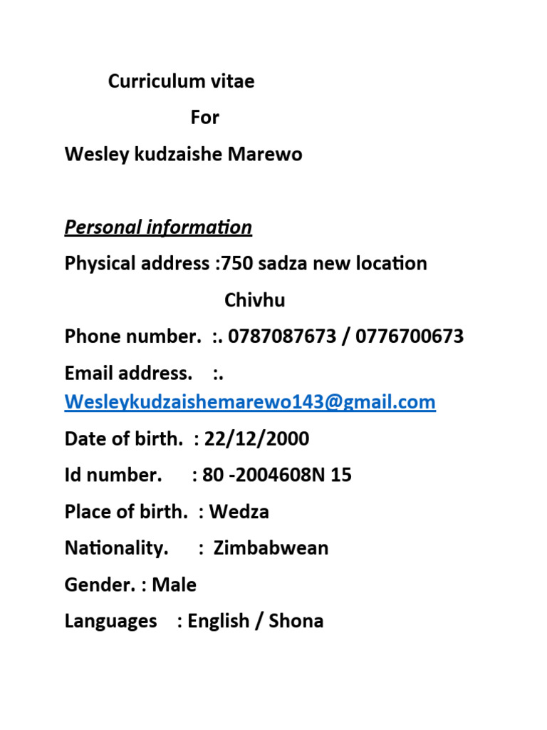 Personal Information | PDF