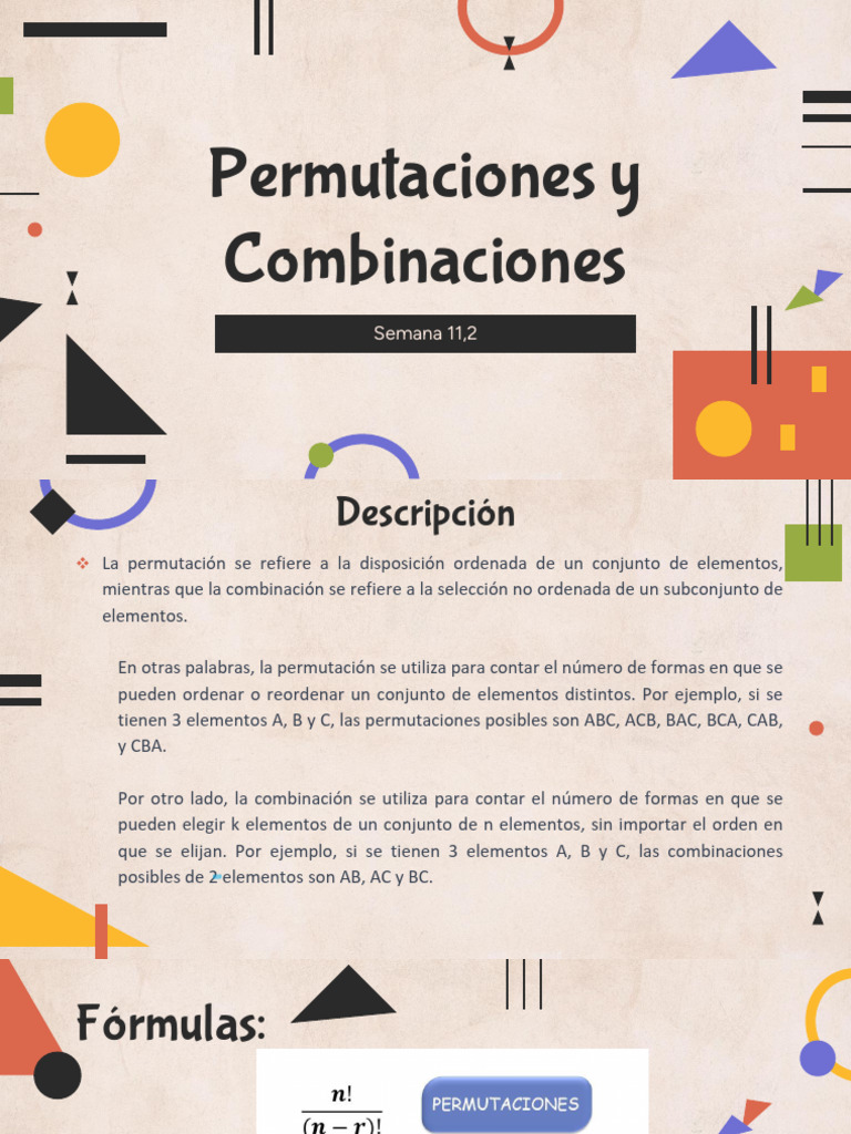 Semana 11,2. Permutaciones y Combinaciones | PDF | Permutación | Multiplicación
