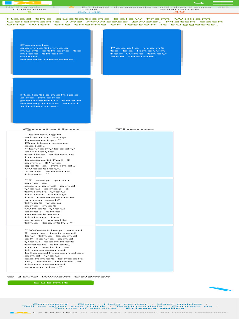 Match Themes with Quotations | PDF