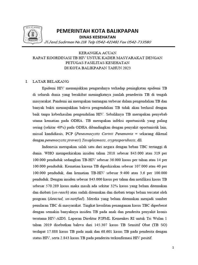 Tor Rakor Kader Masyarakat TB Hiv | PDF | Pengembangan Diri | Kesehatan Holistik