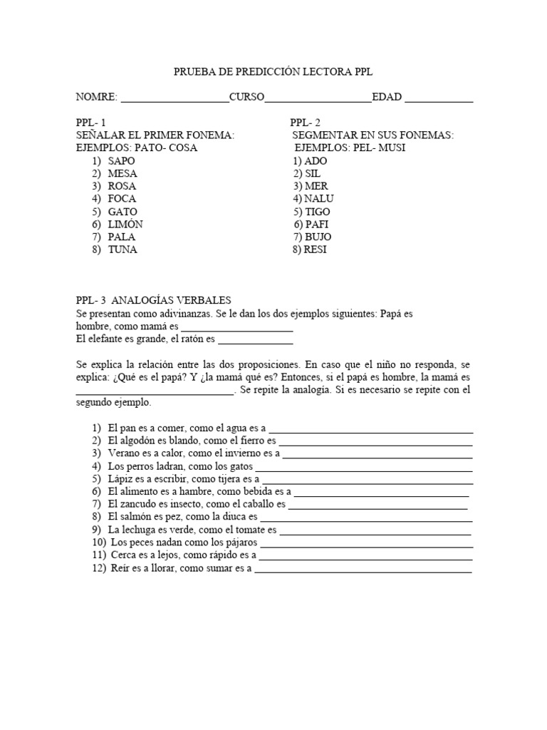 Prueba de Prediccion Lectora | PDF | Estudios de idiomas extranjeros