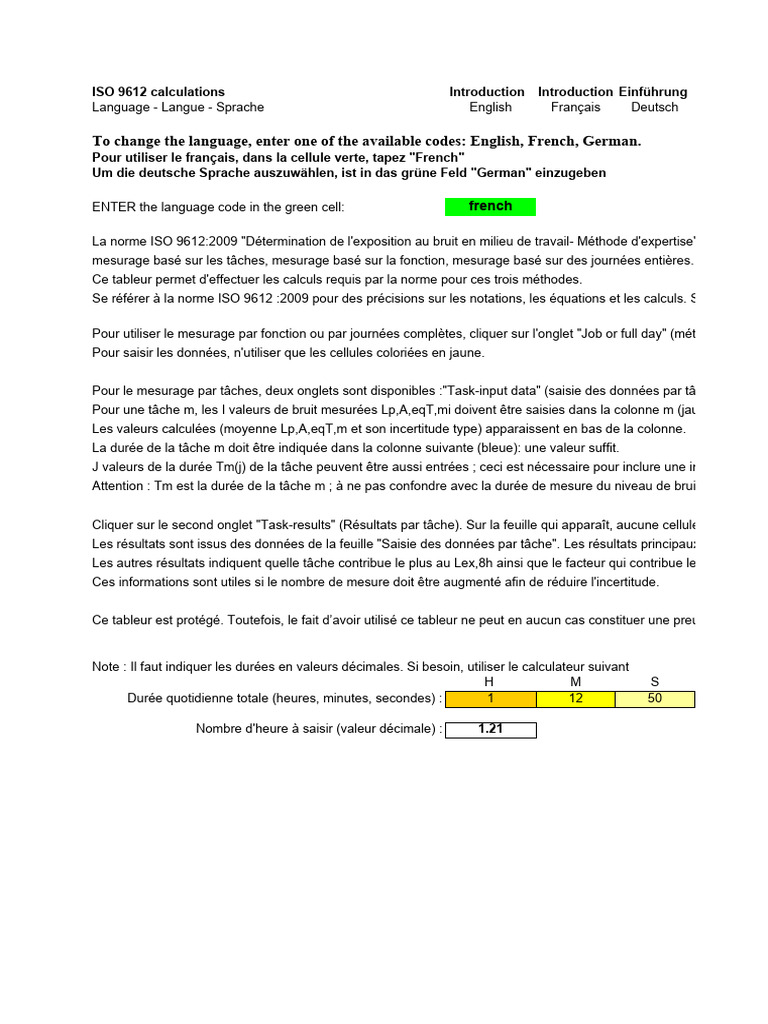 Calculs selon la norme ISO 9612 | PDF | Analyses | Informatique