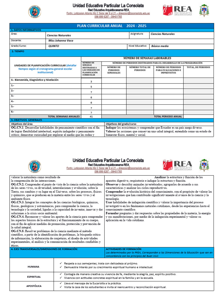 Pca-Rea 2024 - 2025 CCNN 5to | PDF | Science | Importar