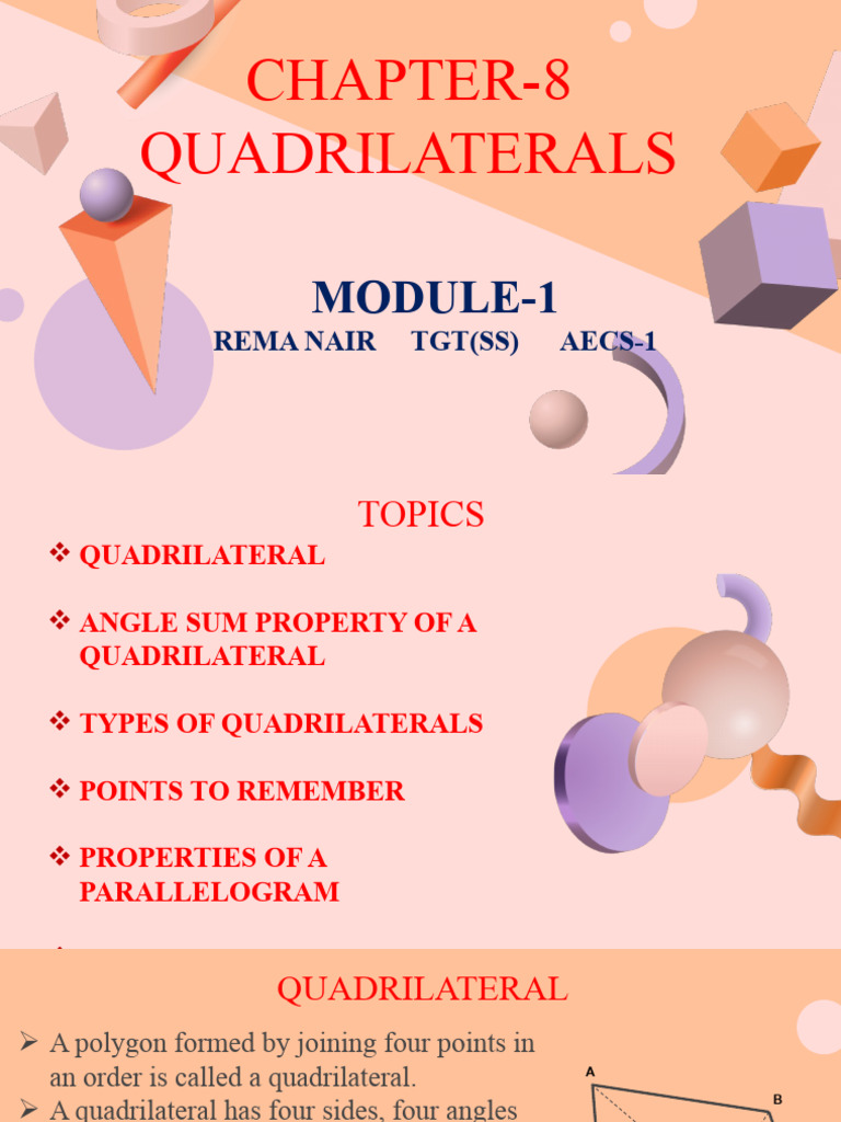 Ix Module-1 Quadrilaterals | PDF | Rectangle | Euclidean Geometry