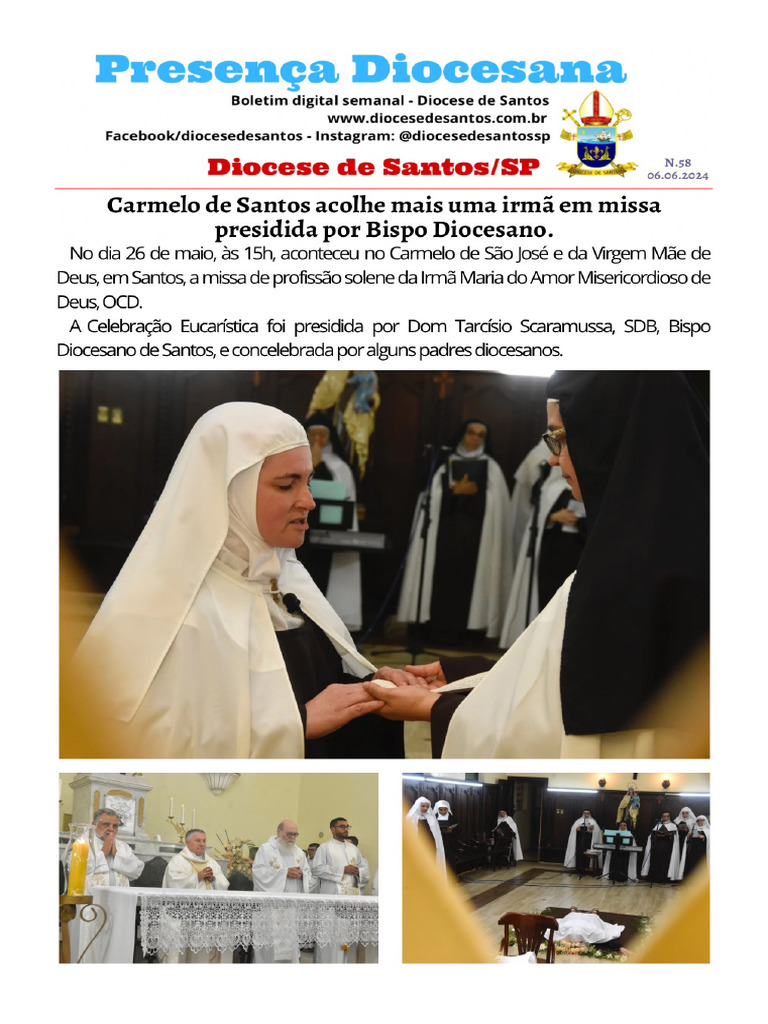Boletim Semana 06 Junho 2024 Diocese de Santos | PDF