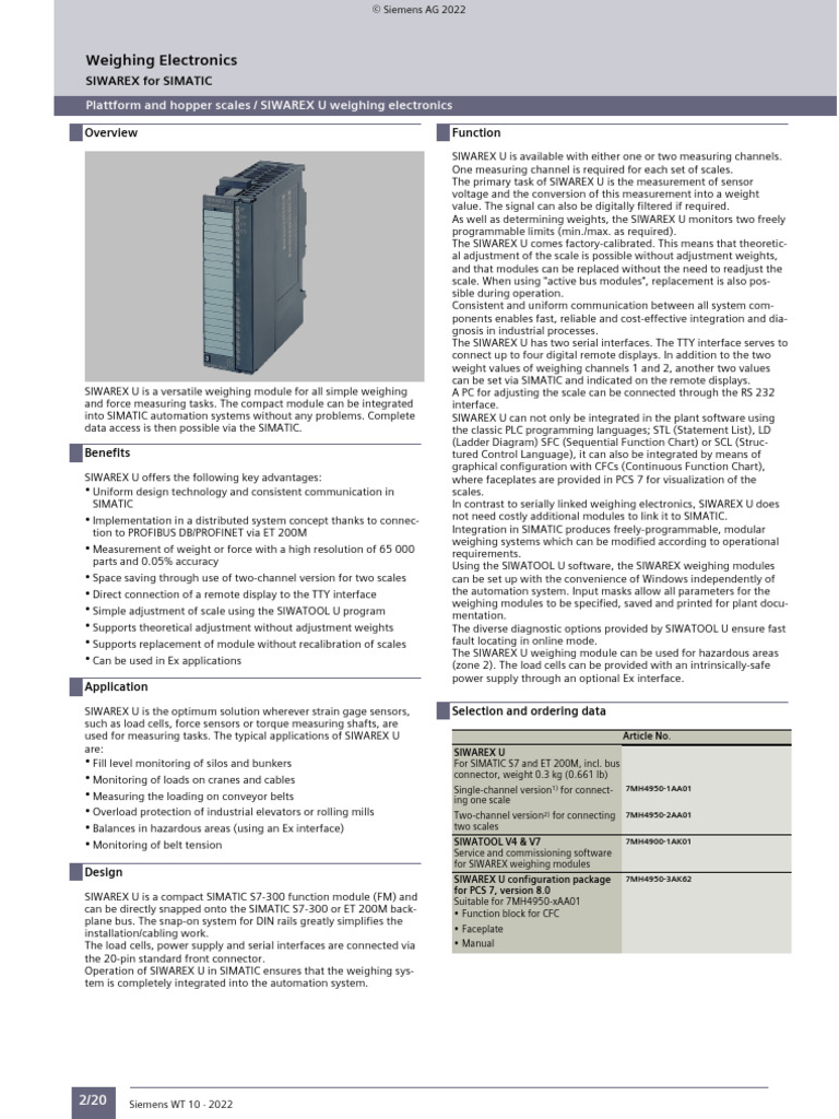 Siwarex u Wt10 En | PDF | Modular Programming | Programmable Logic Controller