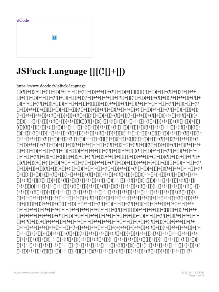 Jsfuck Language Overview Pdf Computers