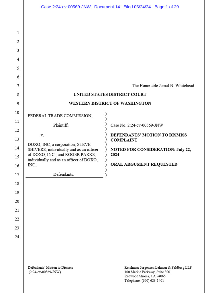 Doxo Response To FTC | PDF | Federal Trade Commission | American Government