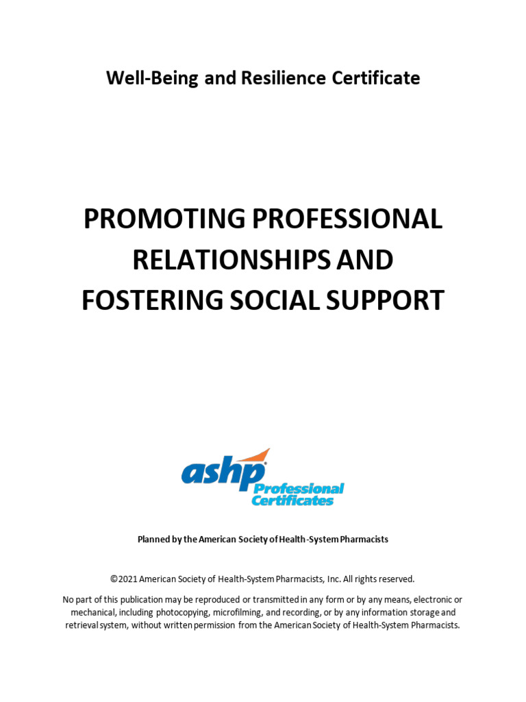 Promoting Professional Relationships and Fostering Social Support | PDF ...