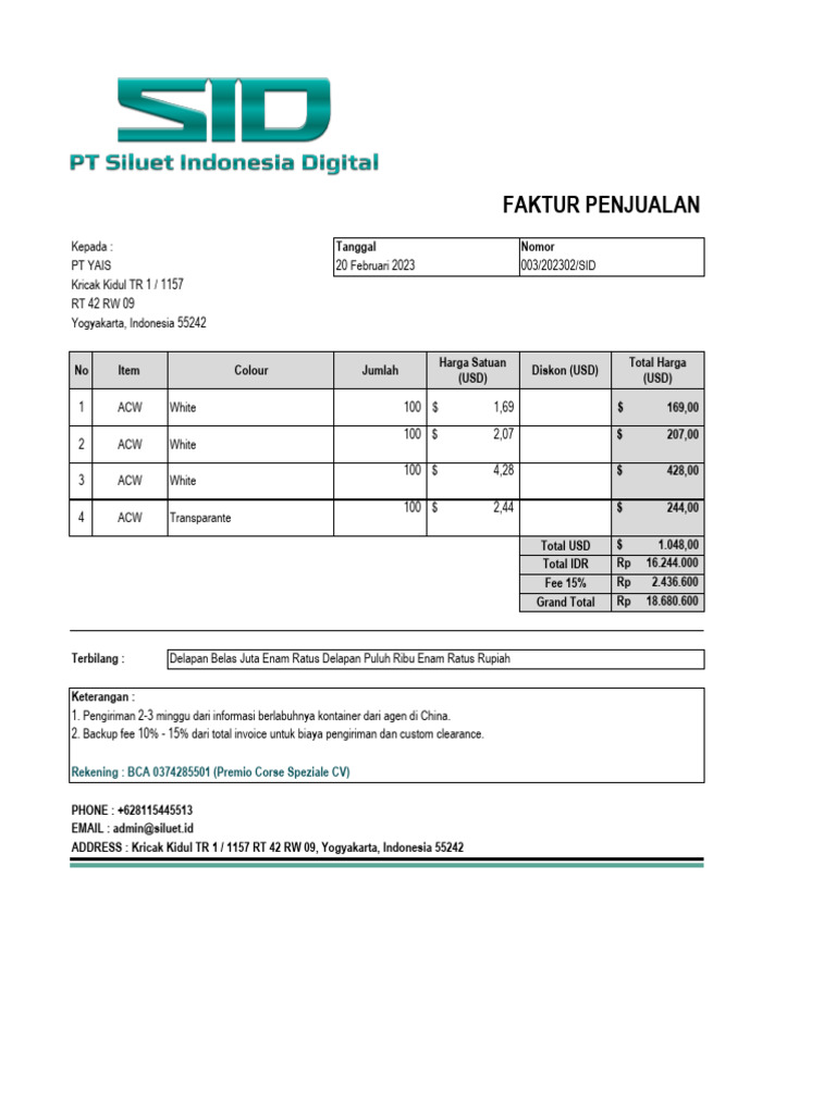 Invoice 003 AC Windshield | PDF