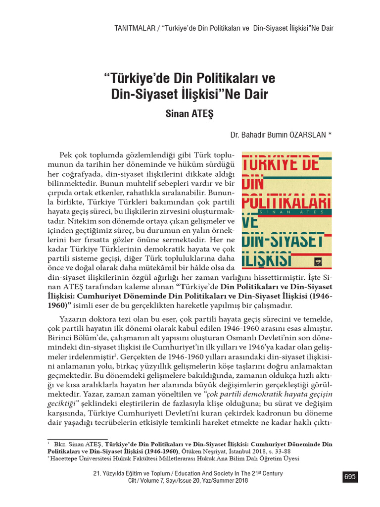 T - Rkiye - de Din Politikalar - Ve Din-Siyaset - Li - Kisi - Ne Dair (#530229) - 654380 | PDF